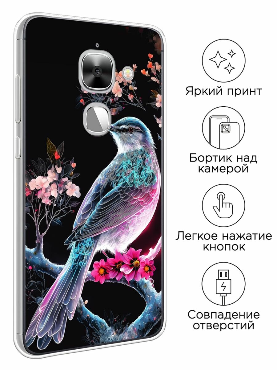 Чехол на LeEco Le 2/2 pro / Лееко Ле 2/2 про с принтом "Птица на цветущем дереве" — фото 1