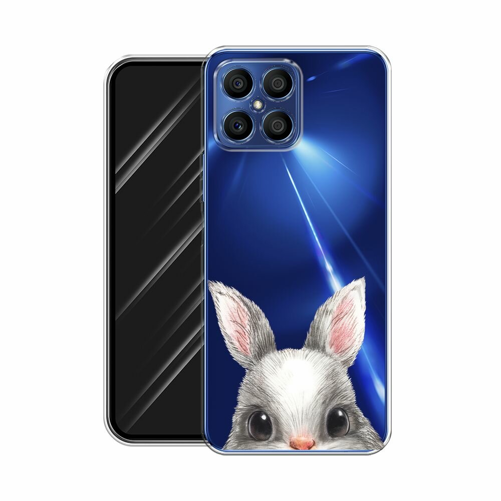 Чехол на Honor X8 / Хуавей X8 с принтом "Карандашный кролик 2 - 8 марта", прозрачный — фото 1