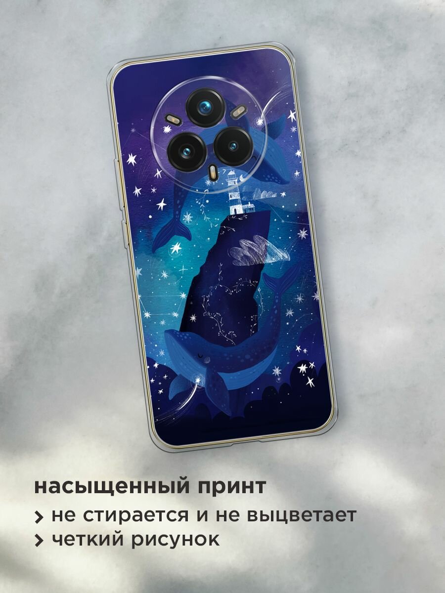 Чехол на Realme 14 Pro+ / Реалми 14 Про+ с принтом "Ночные киты" — фото 1