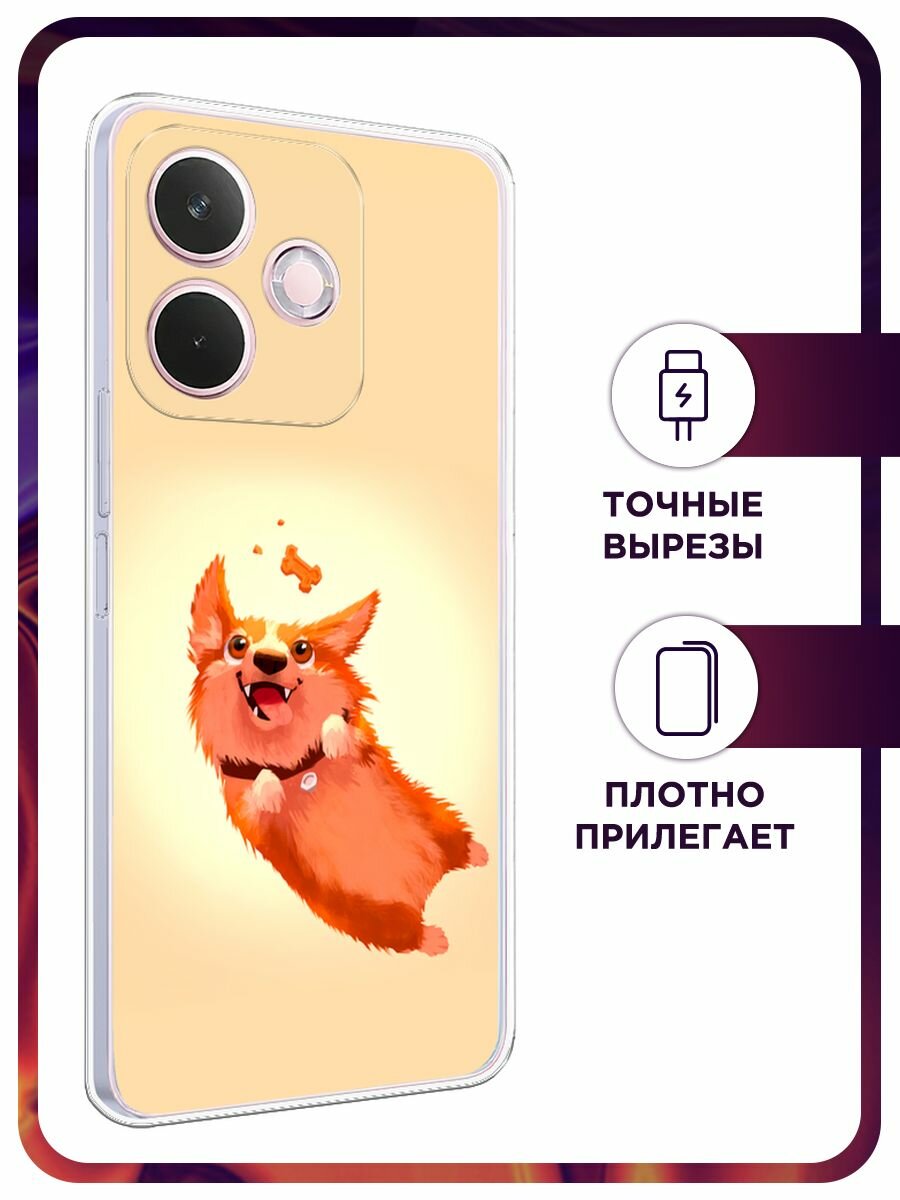 Силиконовый чехол на Oppo A5 Pro / Оппо А5 Про с принтом Корги печенька — фото 1