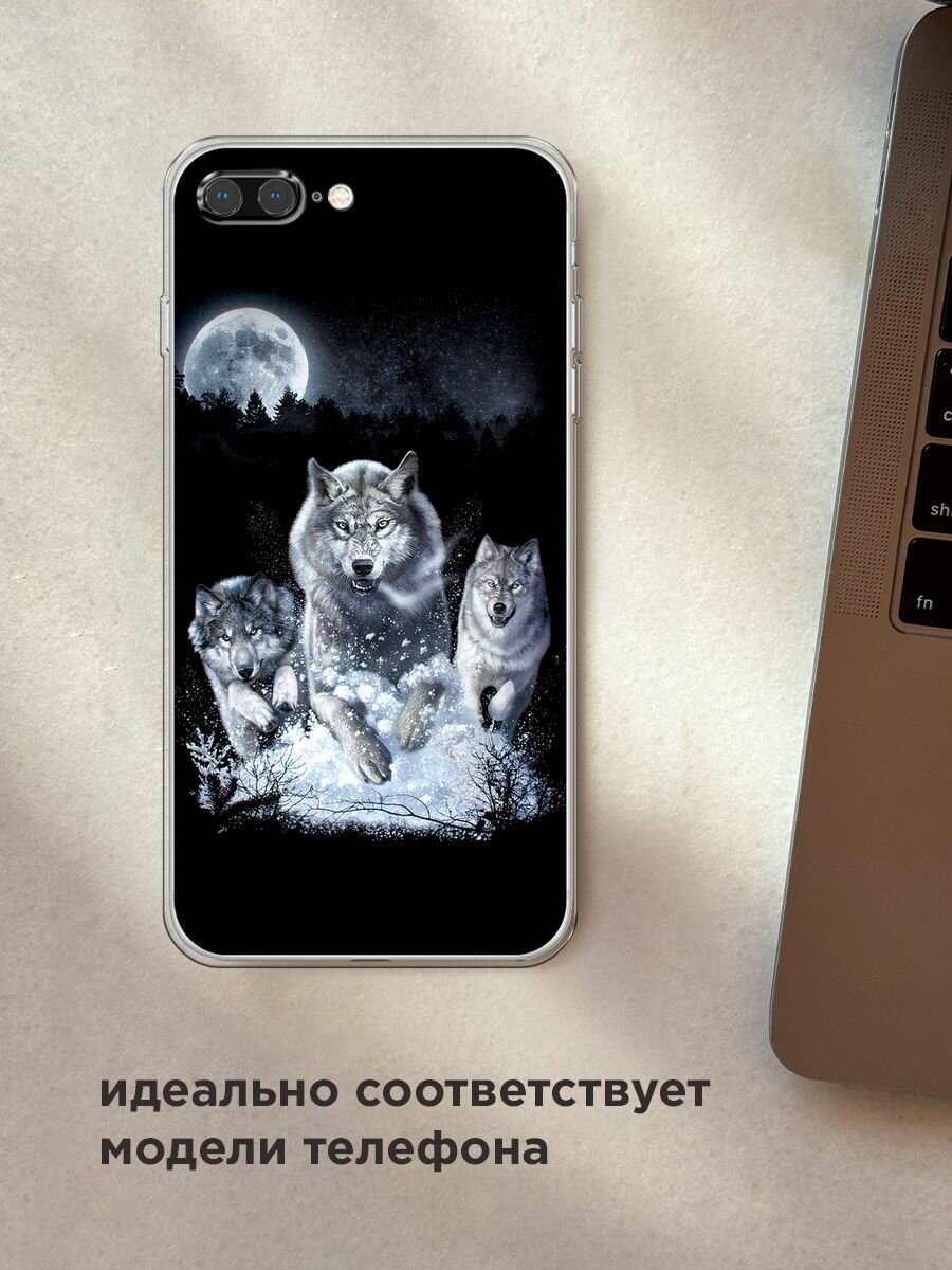 Чехол на Apple iPhone 7 Plus / Айфон 7 Плюс с принтом "Стая волков под луной" — фото 1