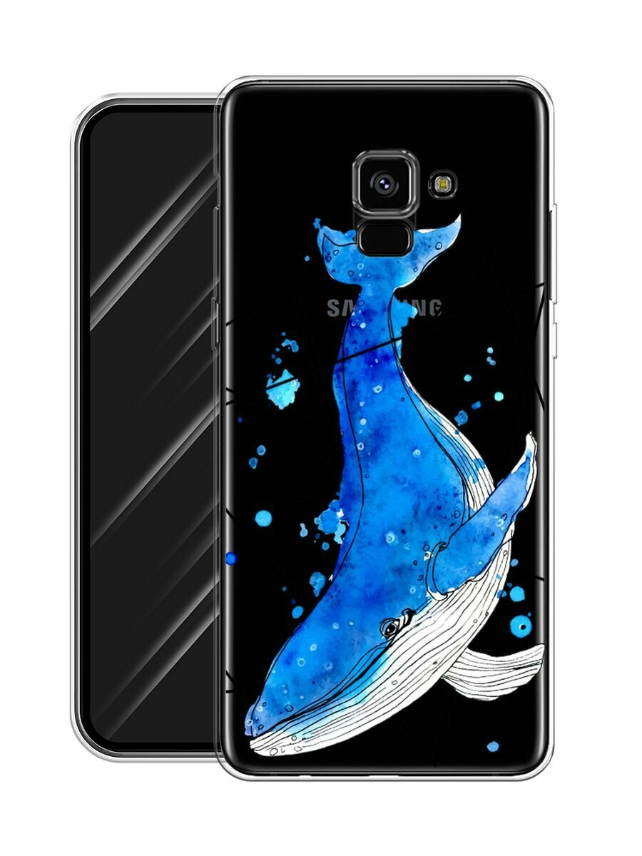 Чехол на Samsung Galaxy A8 + / Самсунг Галакси А8 Плюс 2018 с принтом "Кит графика", прозрачный — фото 1