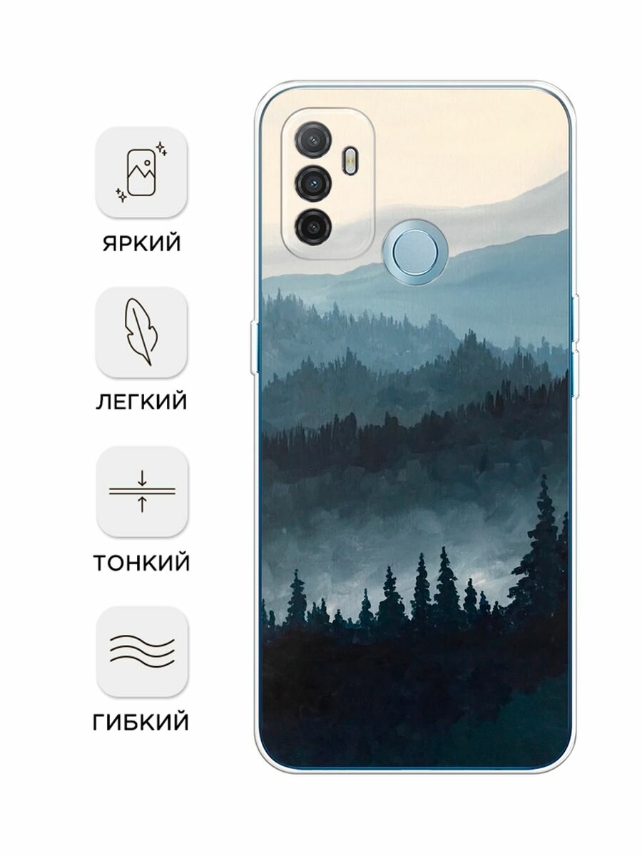 Силиконовый чехол на Oppo A53 / Оппо А53 с принтом "Туманные горы" — фото 1
