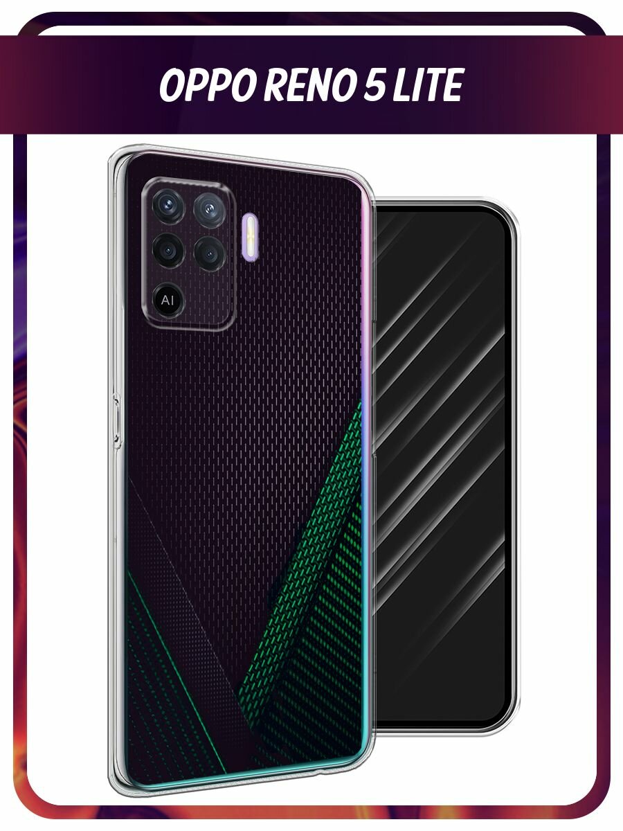 Чехол на Oppo Reno 5 Lite / Оппо Рено 5 Лайт с принтом "Зеленый карбон"