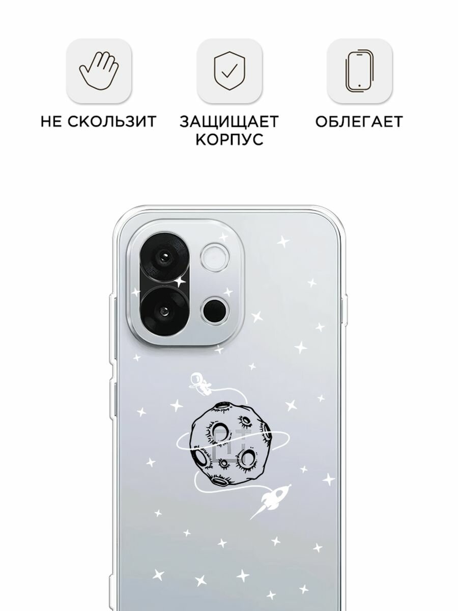 Чехол на OnePlus 13T / Ван Плас 13Т с принтом "Полет вокруг луны", прозрачный — фото 1