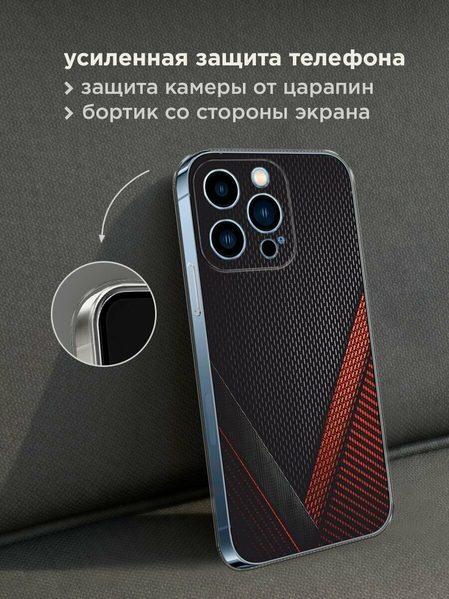 Чехол на Apple iPhone 13 Pro / Айфон 13 Про с принтом "Красный карбон" — фото 1