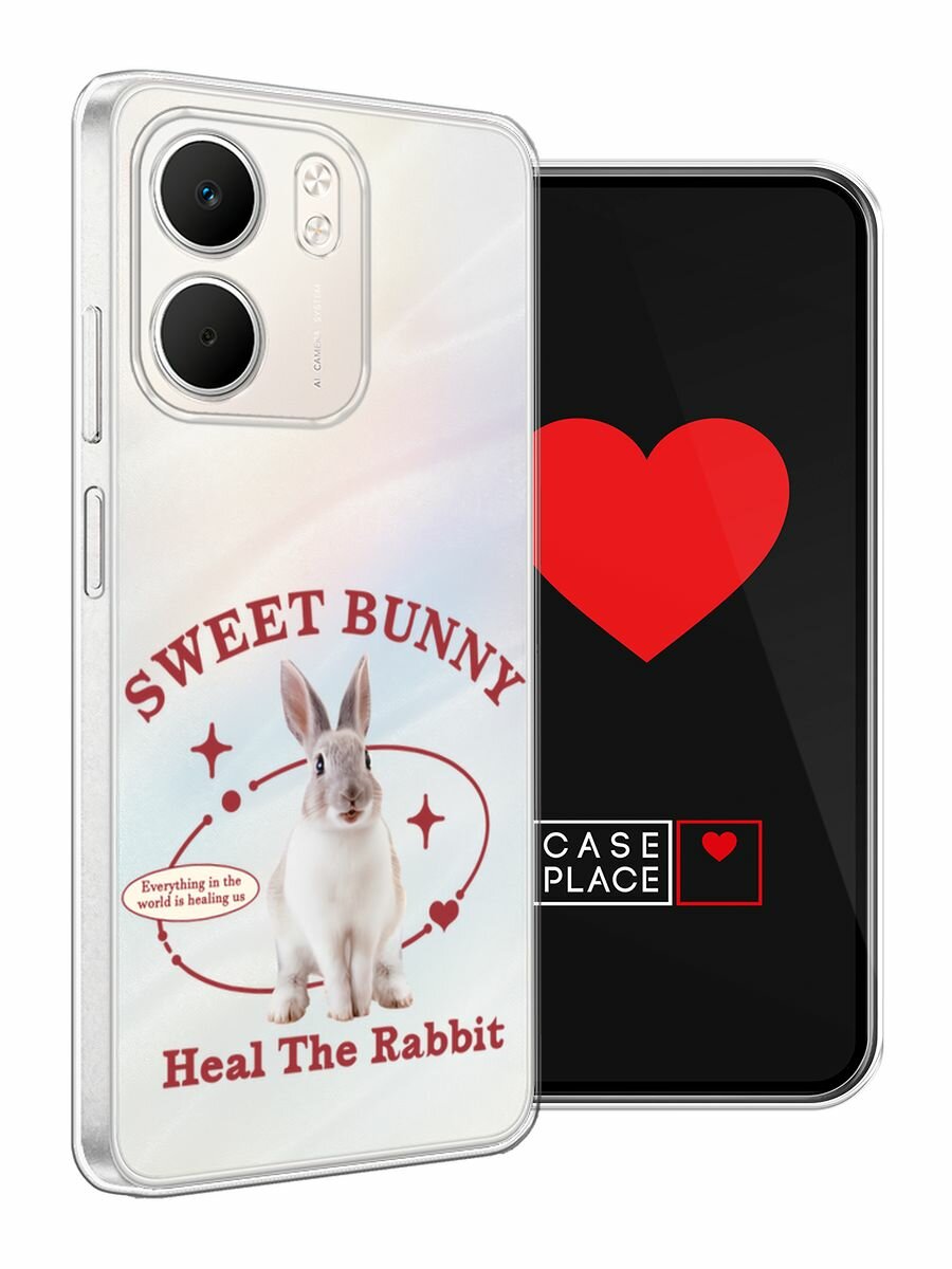 Чехол на Oppo A5x / Оппо А5x с принтом "Heal the rabbit", прозрачный — фото 1