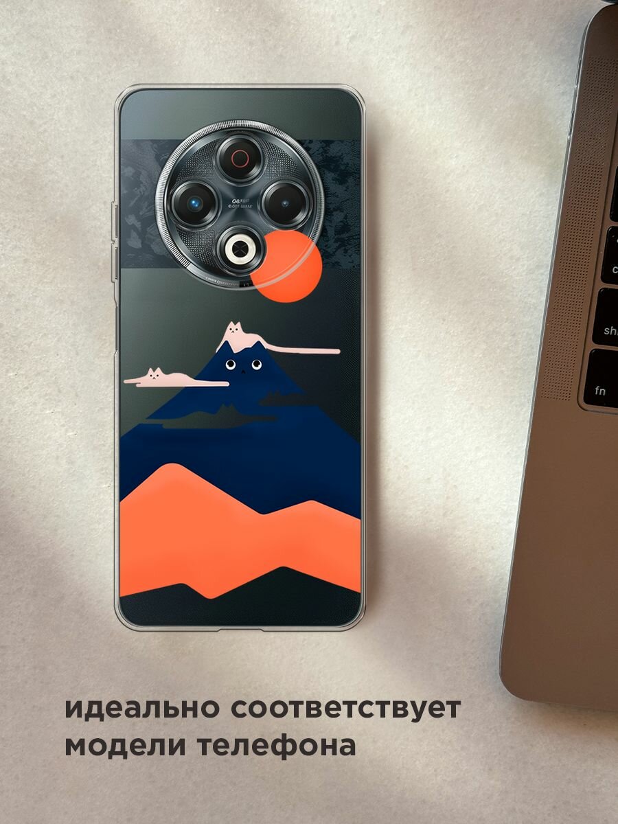 Чехол на Tecno Spark 30 / Текно Спарк 30 с принтом "Кот-гора", прозрачный — фото 1