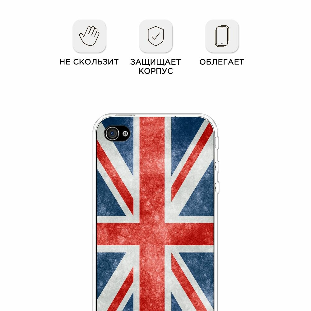 Чехол на Apple iPhone 4/4S / Айфон 4/4S с принтом "Флаг Великобритании 1" — фото 1