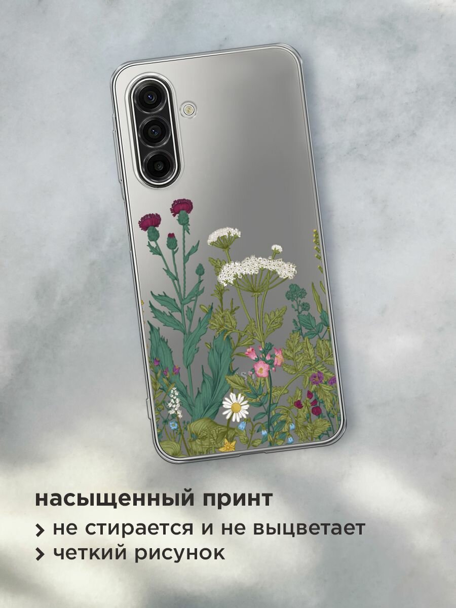 Чехол на Samsung Galaxy A17 / Самсунг А17 с принтом "Дикие полевые цветы", прозрачный — фото 1
