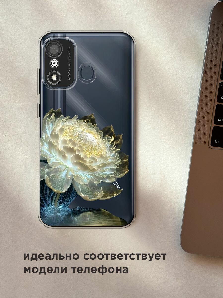 Чехол на Itel A27 / Ител А27 с принтом "Китайский лотос", прозрачный — фото 1