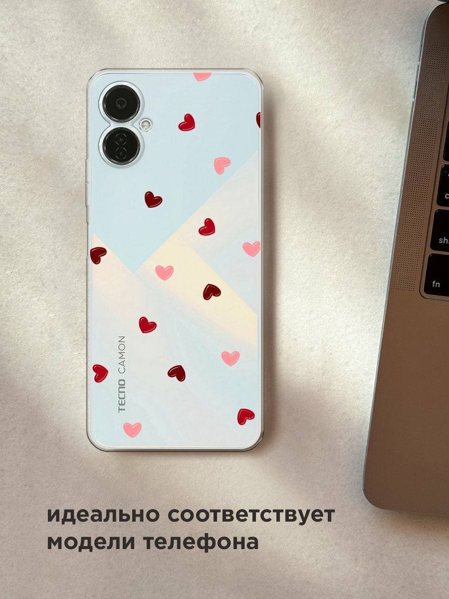 Чехол на Tecno Camon 19 Neo / Техно Камон 19 Нео с принтом "Бордовые сердечки 2" — фото 1