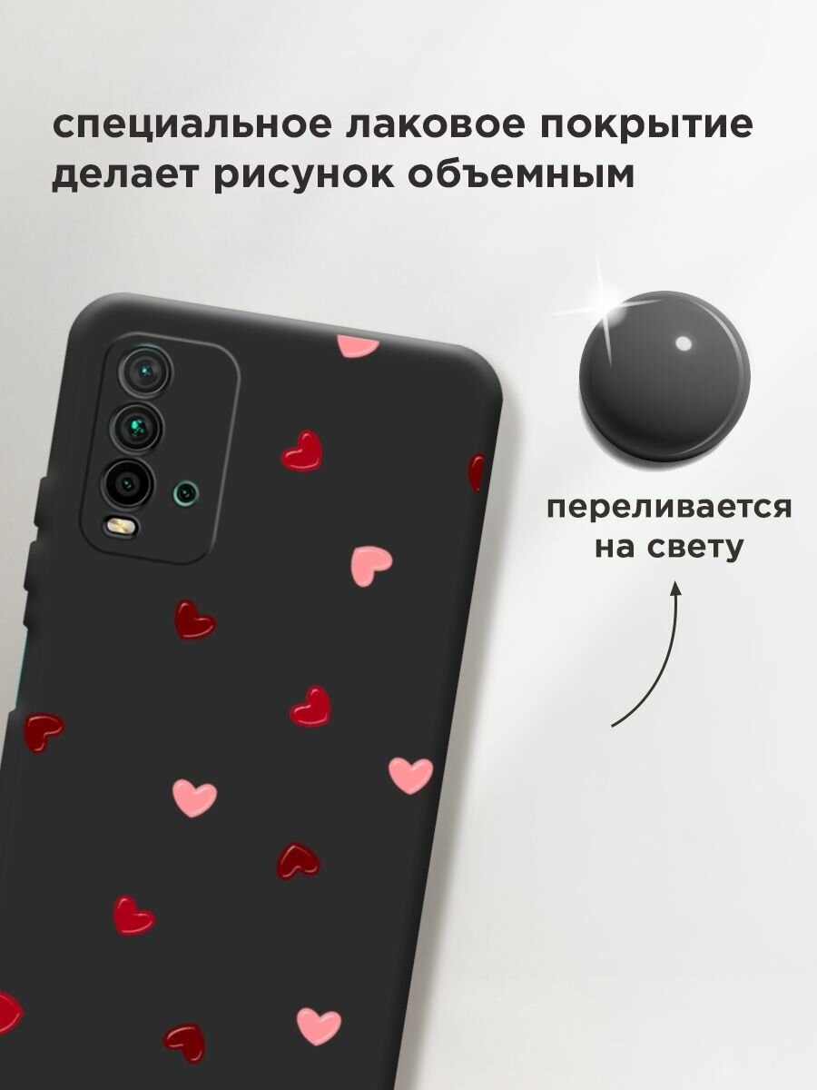 Чехол на Xiaomi Redmi 9T / Редми 9Т с принтом "Бордовые сердечки 1" — фото 1