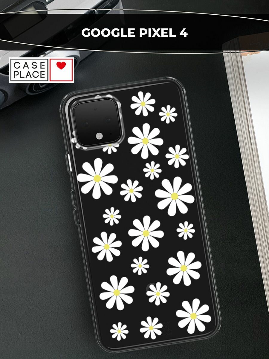 Чехол на Google Pixel 4 / Гугл Пиксель 4 с принтом "Большие ромашки", прозрачный