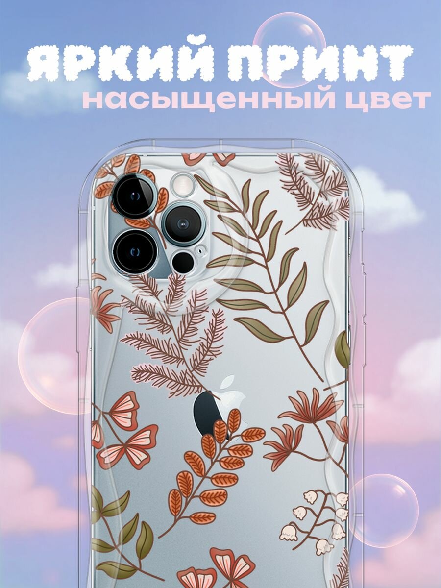 Чехол на Apple iPhone 12/12 Pro / Айфон 12/12 Pro с принтом "Винтажные полевые цветы 4" — фото 1