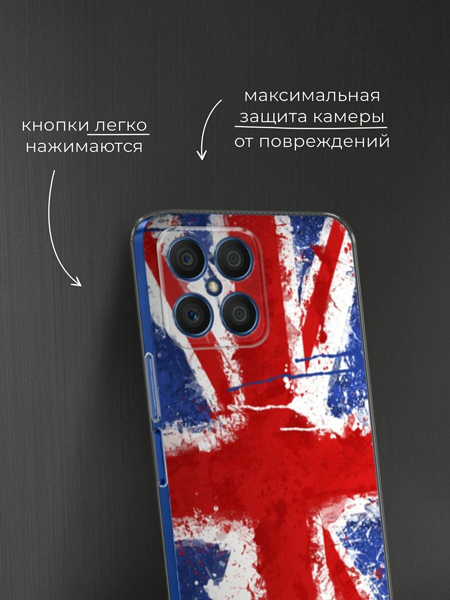 Чехол на Honor X8 / Хуавей X8 с принтом "Флаг Великобритании 2" — фото 1