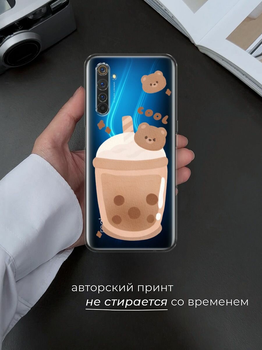 Чехол на Realme 6 Pro / Реалми 6 Про с принтом "Кофе 2", прозрачный — фото 1