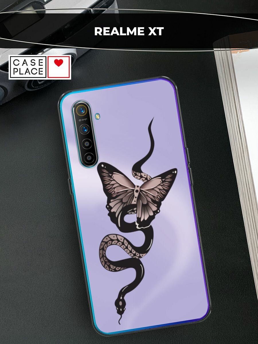 Силиконовый чехол на Realme XT / Реалми XT с принтом "Змеебабочка 1"
