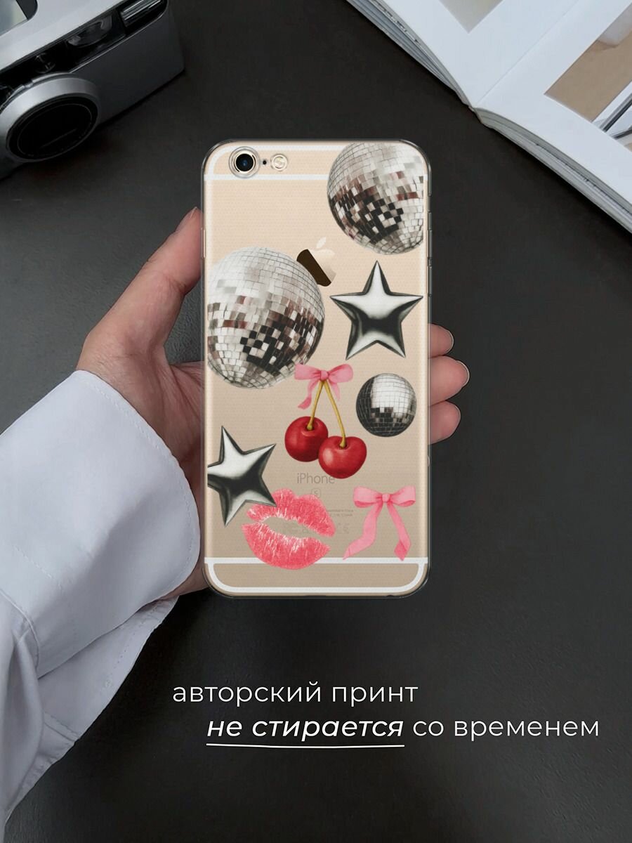 Чехол на Apple iPhone 6 Plus/6S Plus / Айфон 6 Плюс/Айфон 6С Плюс с принтом "Стильная подборка", прозрачный — фото 1