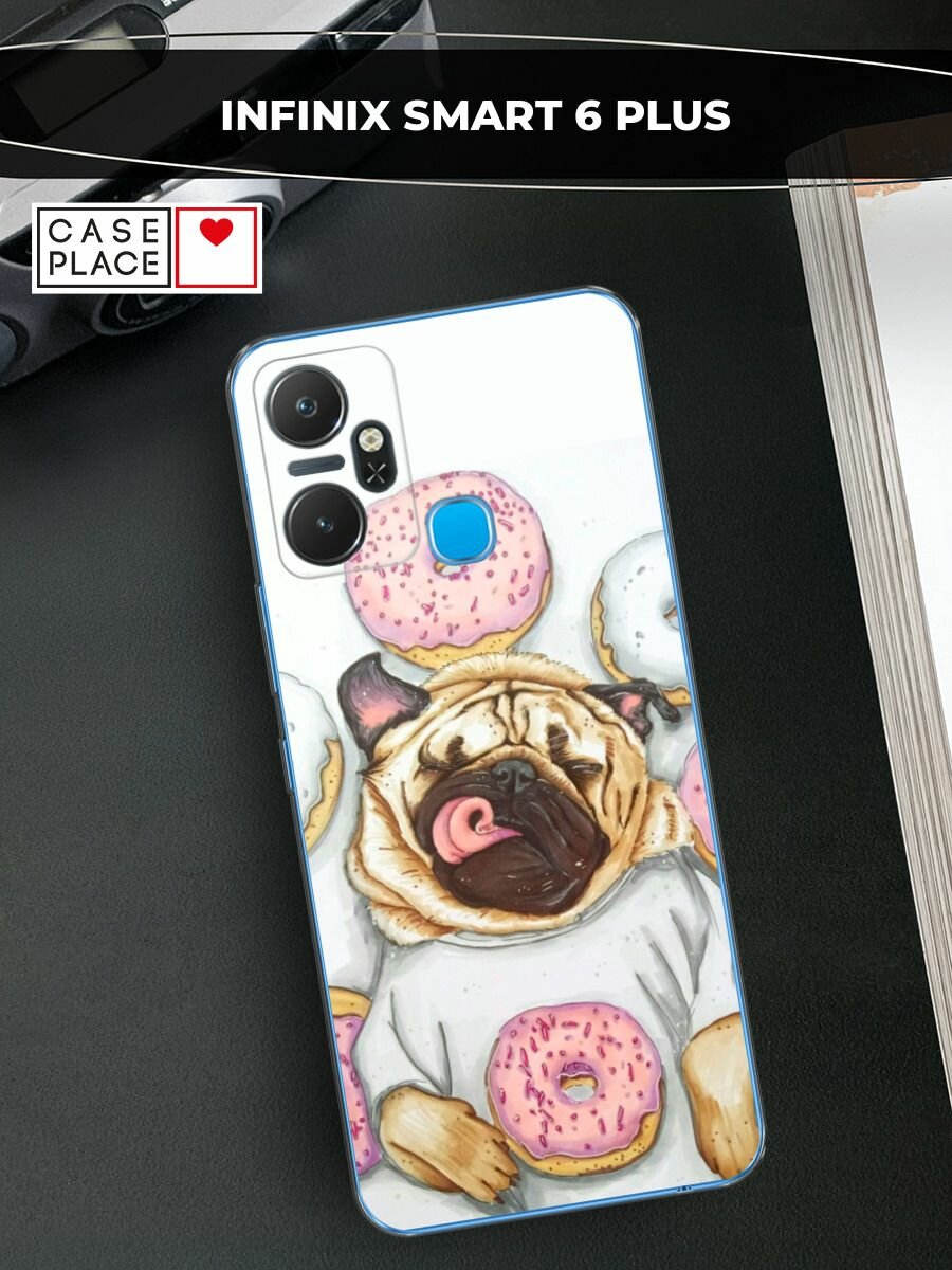 Чехол на Infinix Smart 6 Plus / Инфиникс Смарт 6 Плюс с принтом "Счастливый мопс"