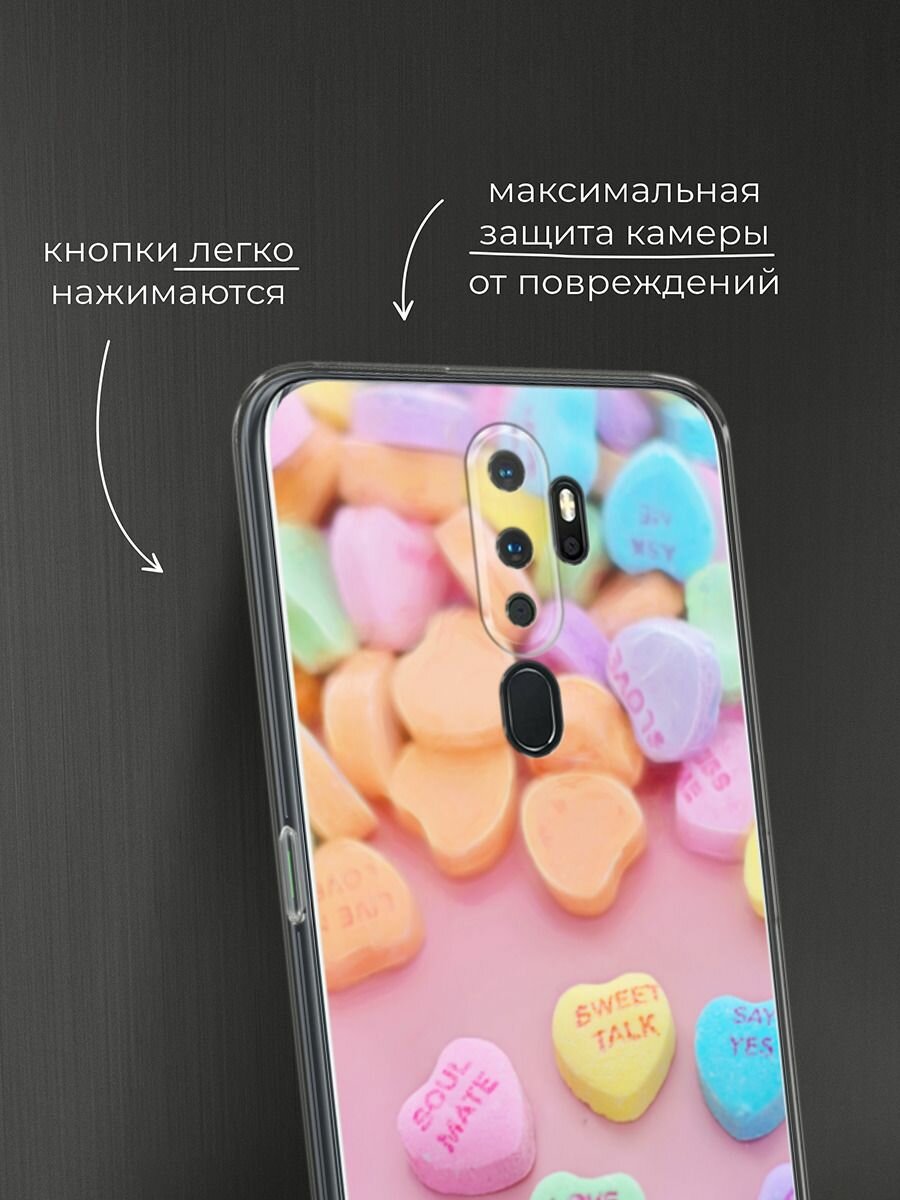 Чехол на Oppo A5 (2020)/A9 (2020) / Оппо A5 (2020)/A9 (2020) с принтом "Конфетки сердечки 2" — фото 1