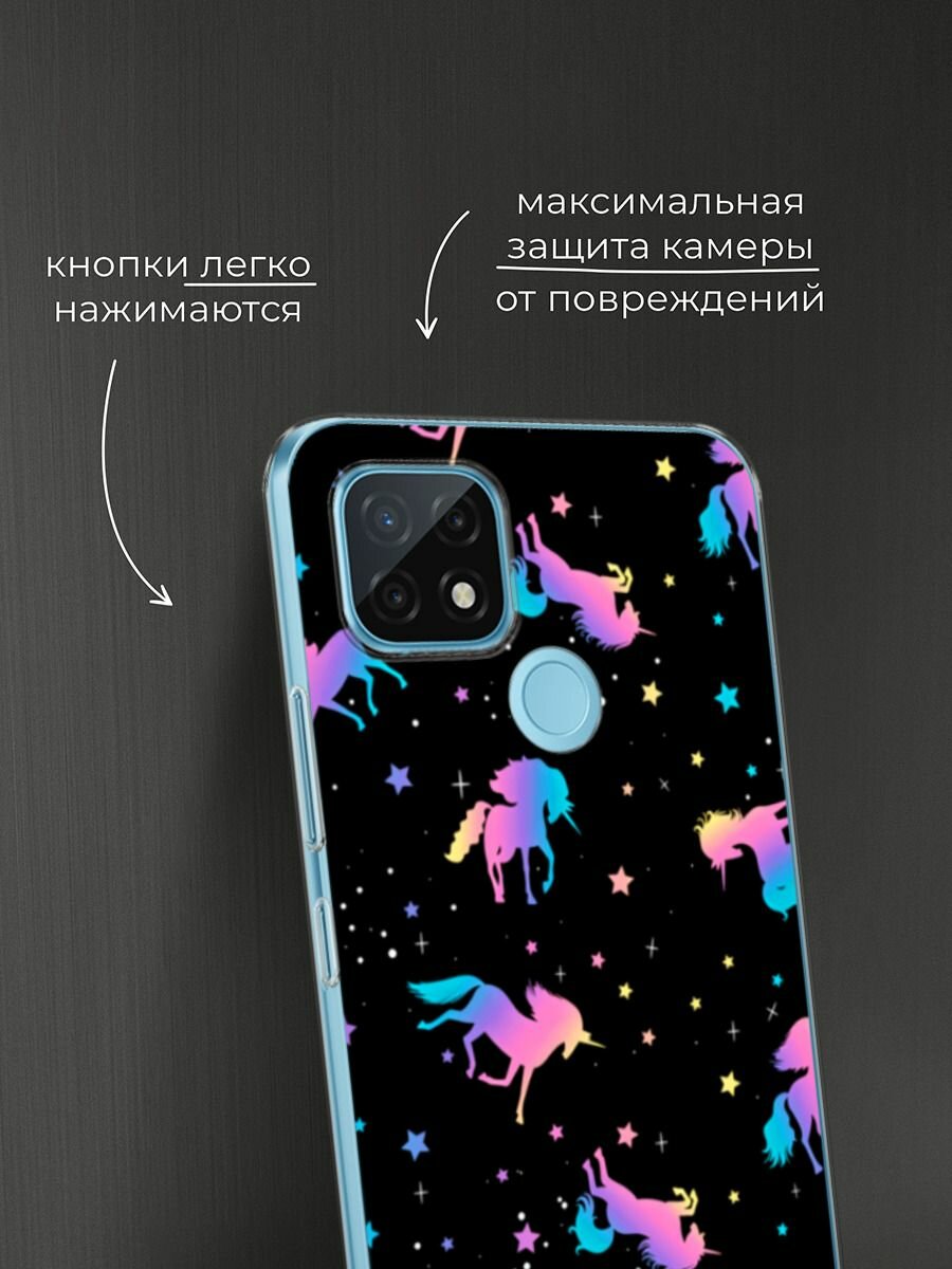 Чехол на Realme C21 / Реалми С21 с принтом "Единороги градиент" — фото 1