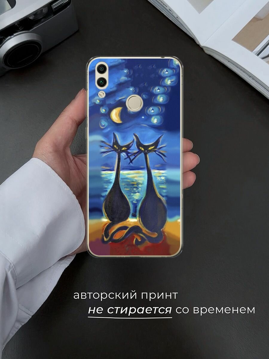 Чехол на Honor 8C / Хонор 8С с принтом "Влюбленные котики 7" — фото 1