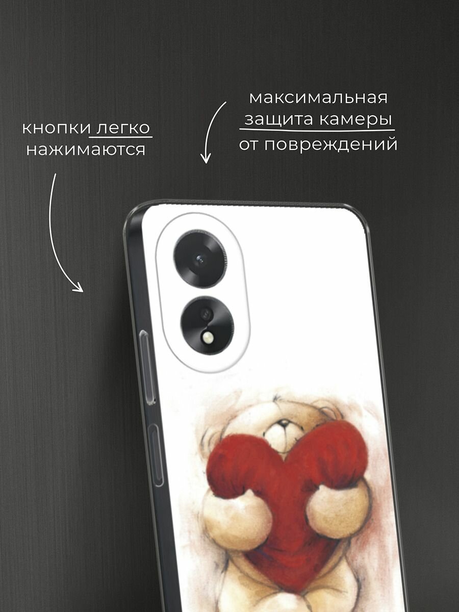Чехол на Oppo A38/A18 / Оппо A38/A18 с принтом "Мишка с сердцем 1" — фото 1