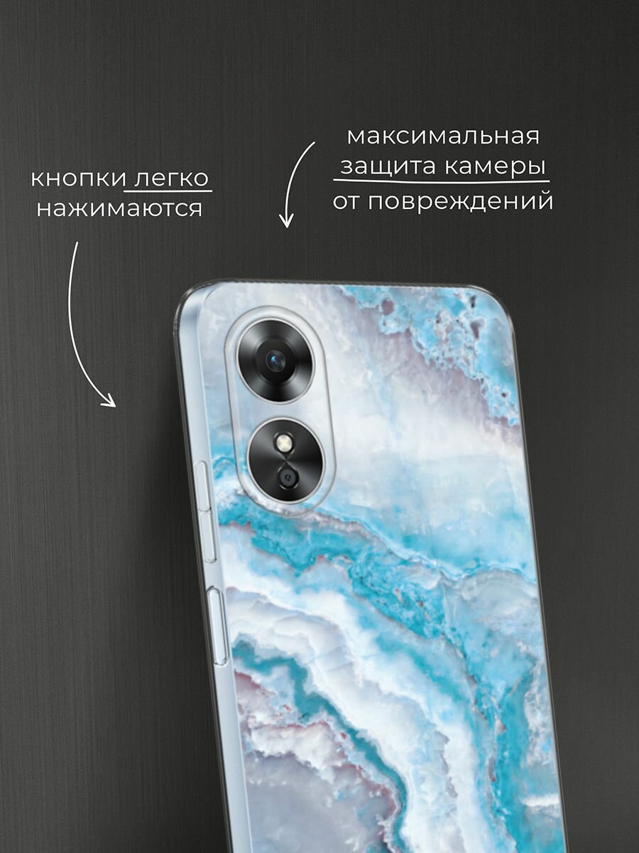 Чехол на Oppo A17 / Оппо A17 с принтом "Нежно-голубой мрамор" — фото 1