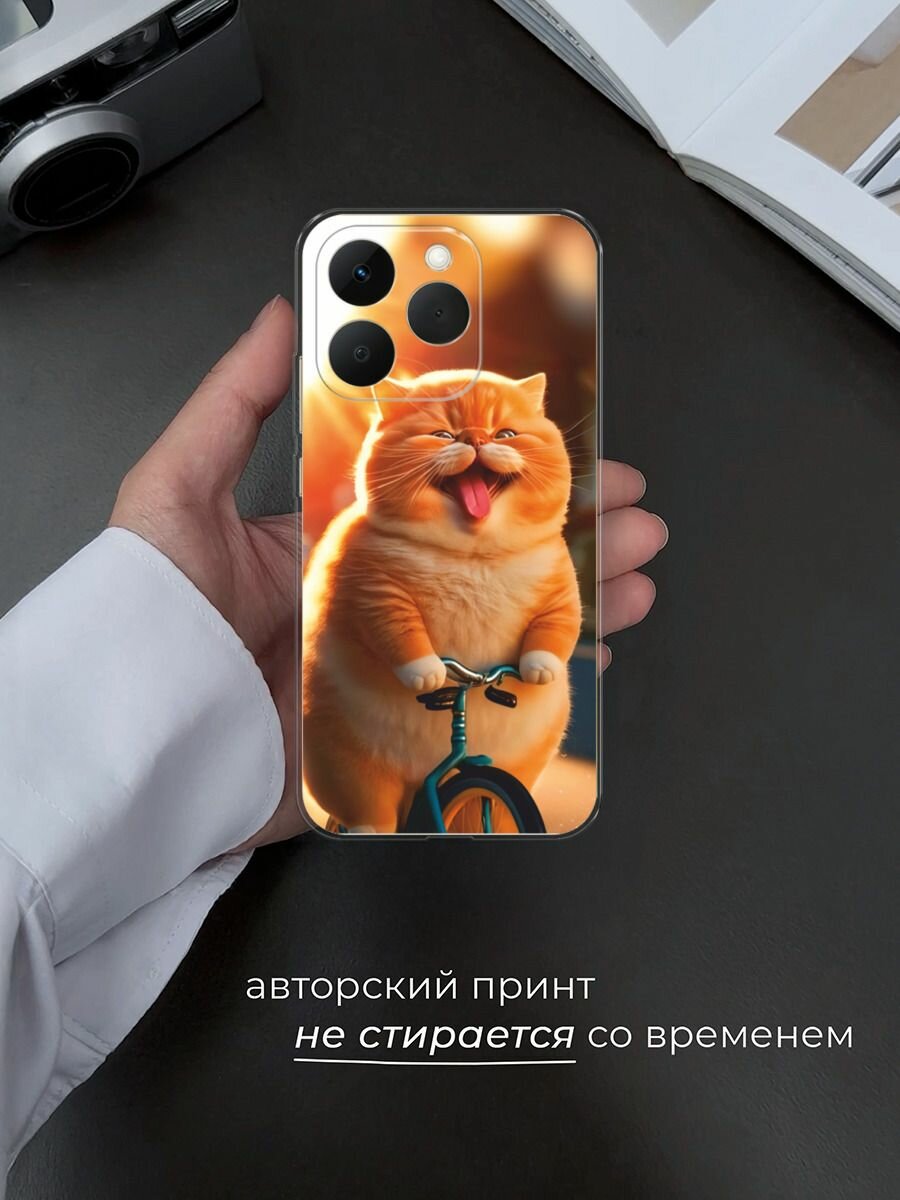 Силиконовый чехол на Realme 15T / Реалми 15Т с принтом "Кот на велике" — фото 1