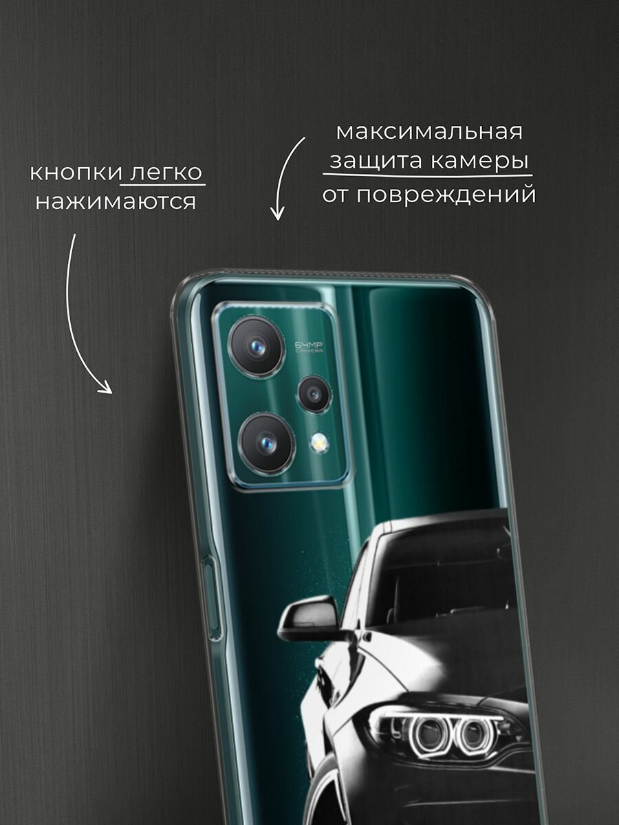 Чехол на Realme 9 Pro/9 5G / Реалми 9 Про/ 5G с принтом "Крутая черная машина", прозрачный — фото 1