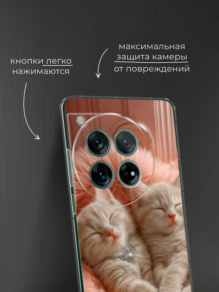 Силиконовый чехол на OnePlus 12 / Ван Плас 12 с принтом "Спящие котики" — фото 1