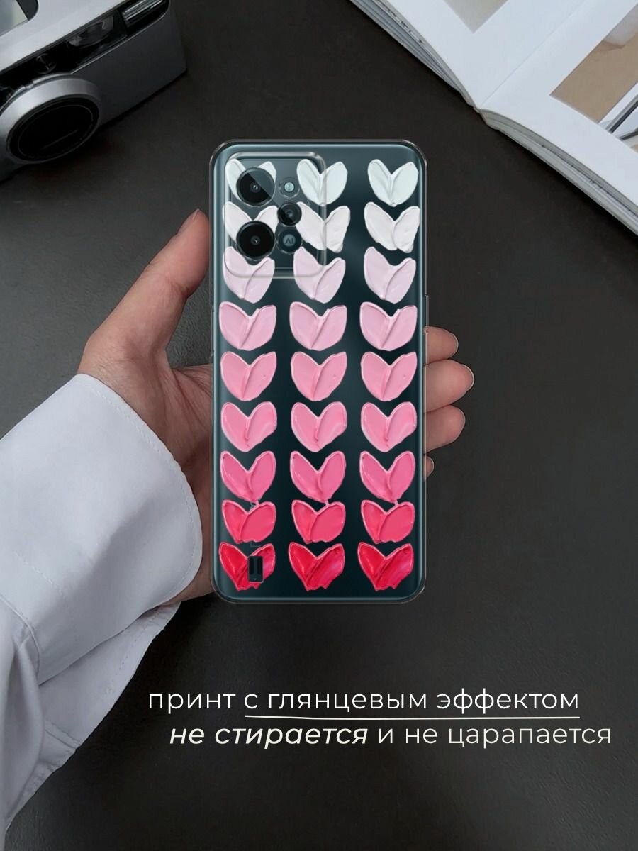 Чехол на Realme C31 / Реалми C31 с принтом "Градиент из сердечек" — фото 1