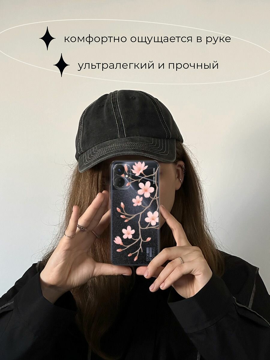 Чехол на Tecno Spark 9 Pro / Техно Спарк 9 Про с принтом "Веточка распускающейся сакуры 2" — фото 1