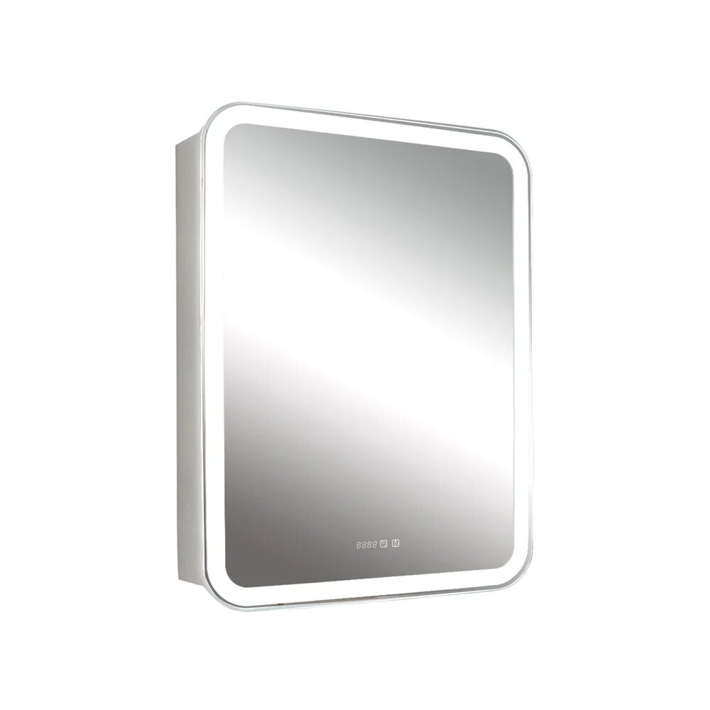 Зеркало-шкаф Silver Mirrors Фиджи со светодиодной подсветкой, 50 см, с сенсорным управлением, с розеткой, белое, в современном стиле