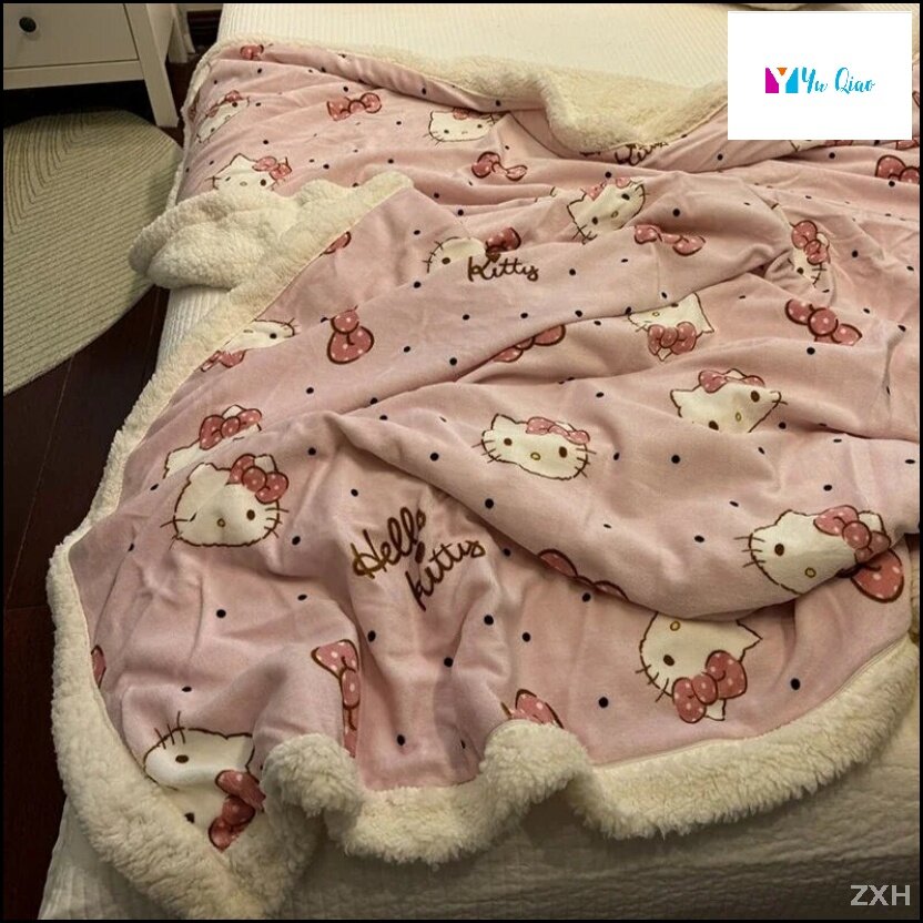 Эксклюзивное бархатное одеяло 150x200 см MINISO Hello Kitty в розовом женском дизайне