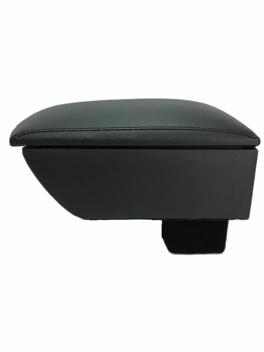 Подлокотник Ford focus III (2011-2015) с вставкой в подстаканник без USB кожаный (черный, гладкая крышка), для форд фокус 3