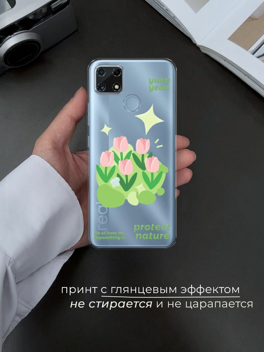 Чехол на Realme C25/C25s / Реалми С25/C25s с принтом "Protect nature" — фото 1