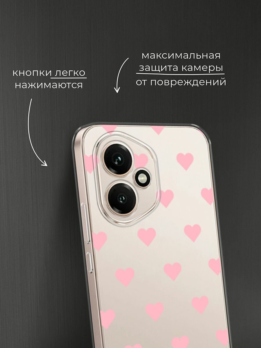 Чехол на Honor 400 / Хонор 400 с принтом "Паттерн нежные сердечки 2", прозрачный — фото 1