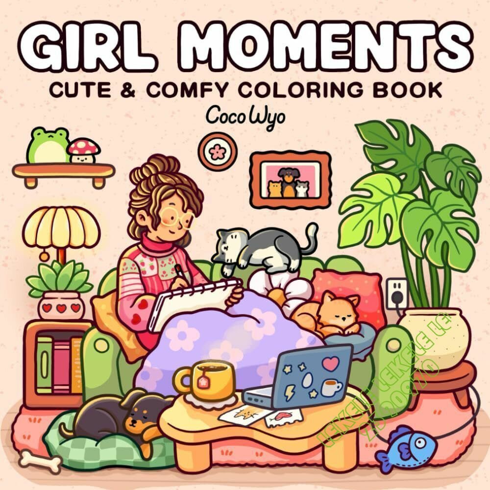 Книга-раскраска Girl Moments "Уютные моменты", акварельные краски, 21 см x 21,2 см