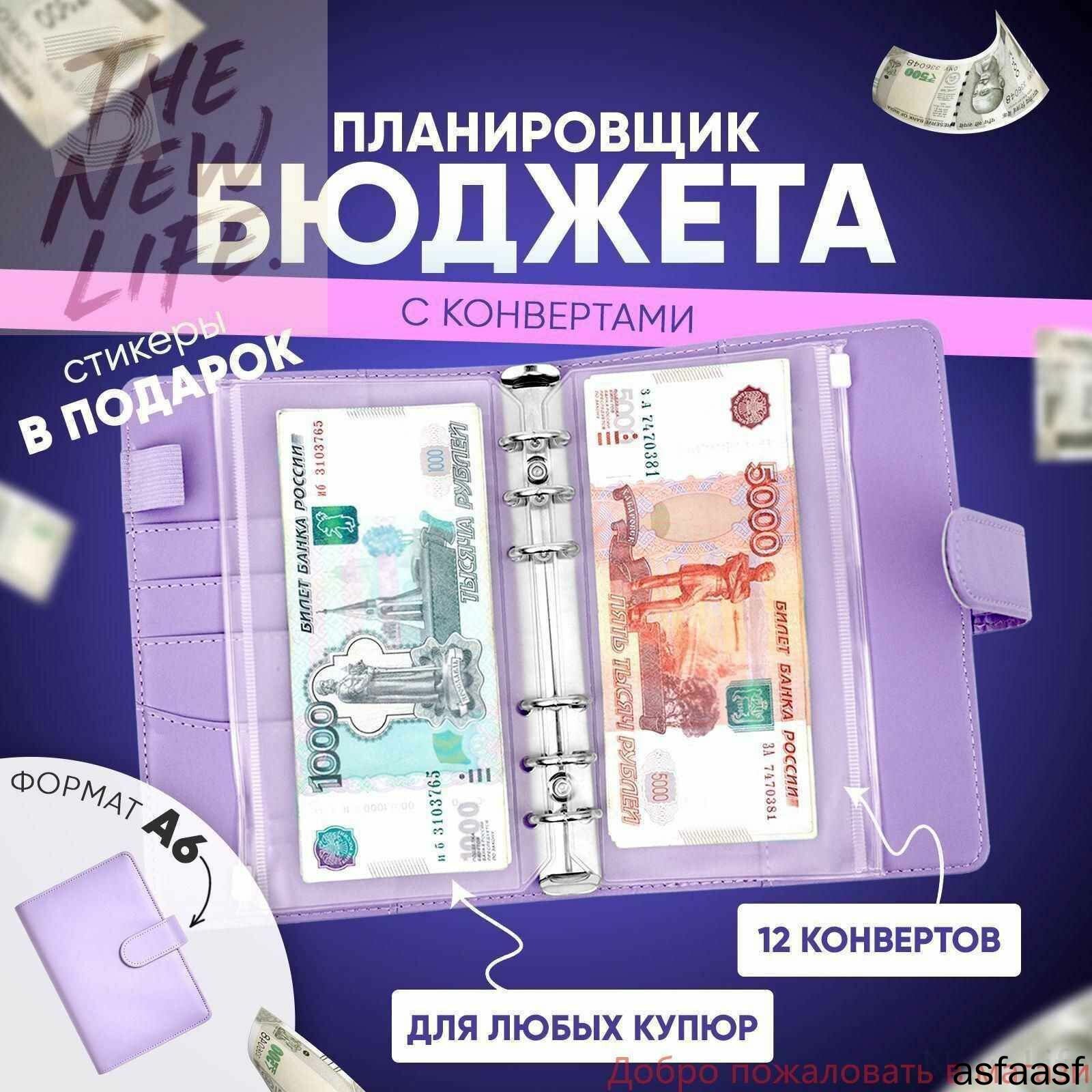 Планировщик бюджета с конвертами для денег / Финансовый ежедневник копильник А6 / Байндер органайзер на кольцах