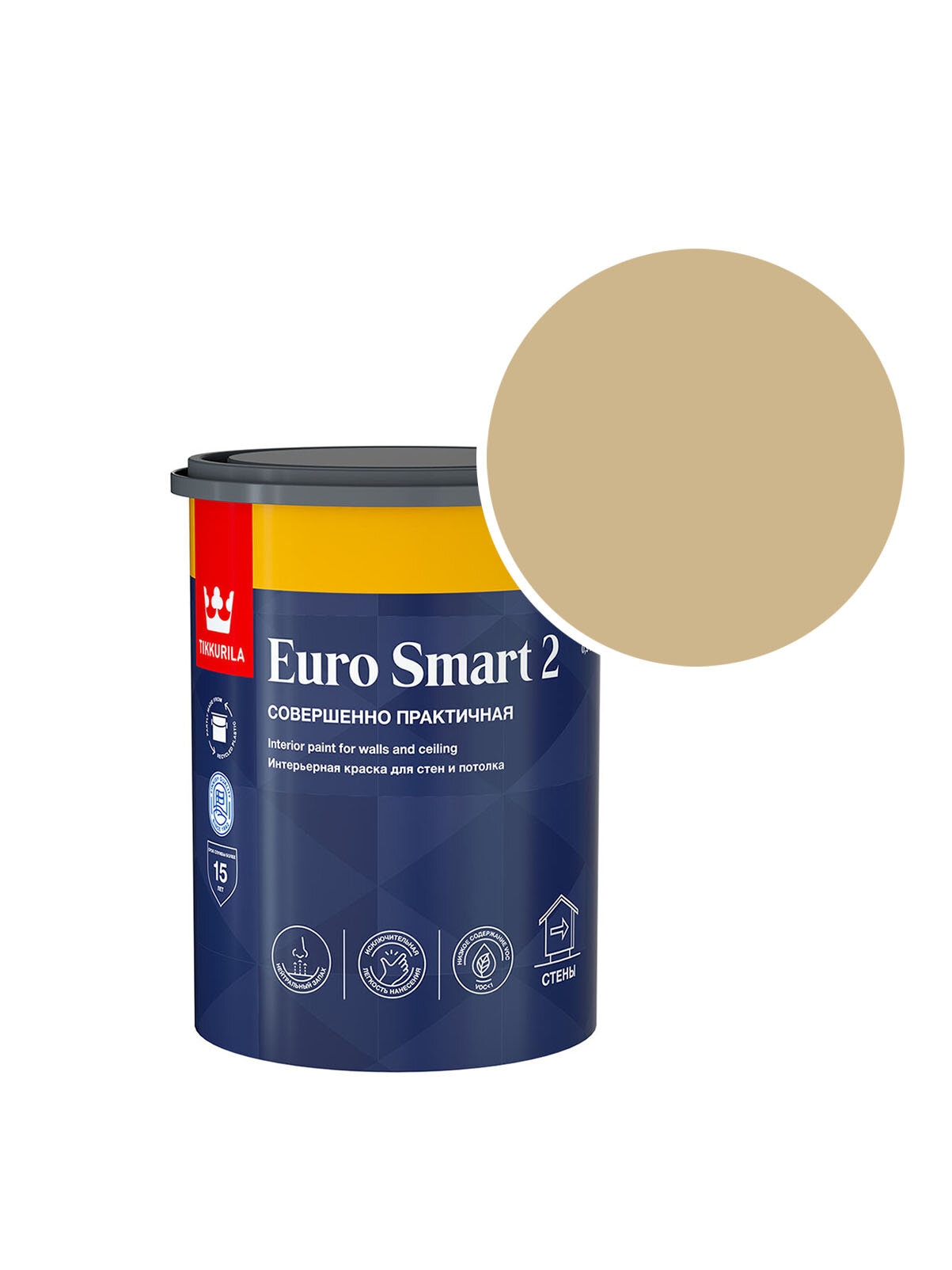 Краска интерьерная Tikkurila Euro Smart 2 RAL 1001 (Бежевый - Beige) 0,9 л