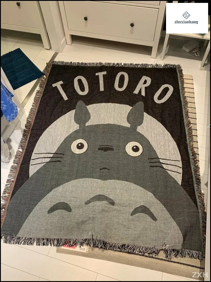 Плед "Тоторо", 160 см x 130 см, с кружевом, мягкий, бесшовное плетение