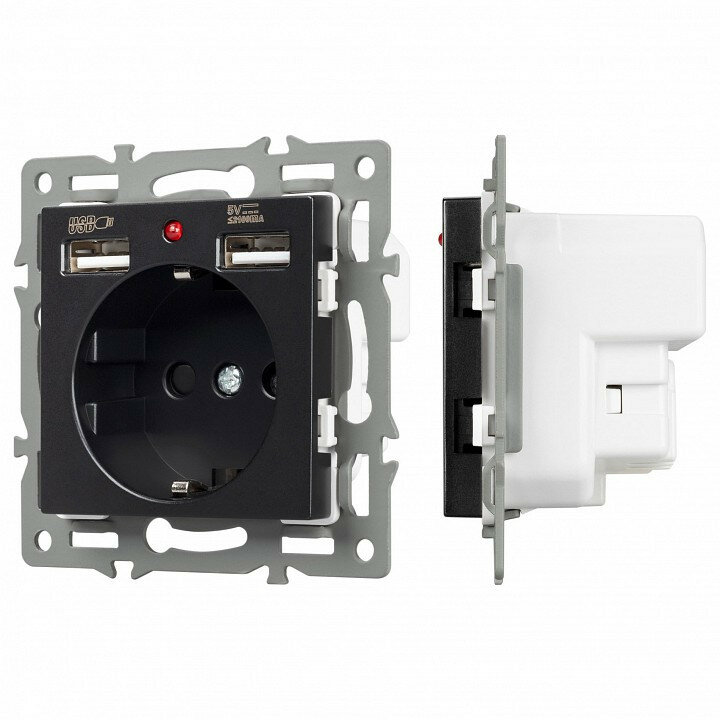 Розетка с заземлением и 2хUSB type A, без рамки Arlight SCT 043734