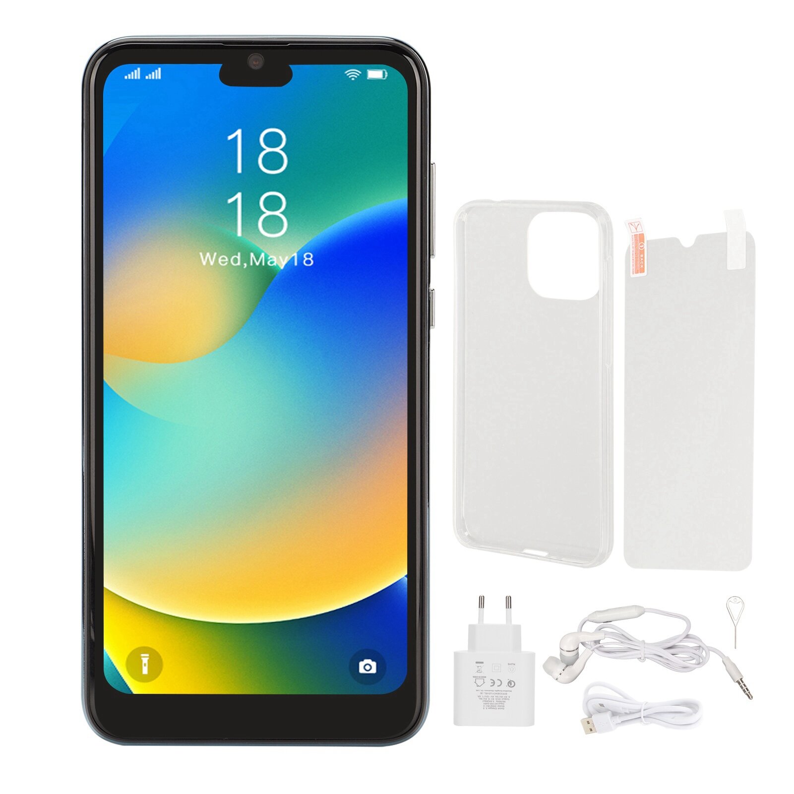 I14PRO MAX мобильный телефон Blue 6.1IN 4 ГБ ОЗУ 32 ГБ ПЗУ 6800MAH Батарея разблокированный смартфон для Android 11.0 100–240V EU Plug