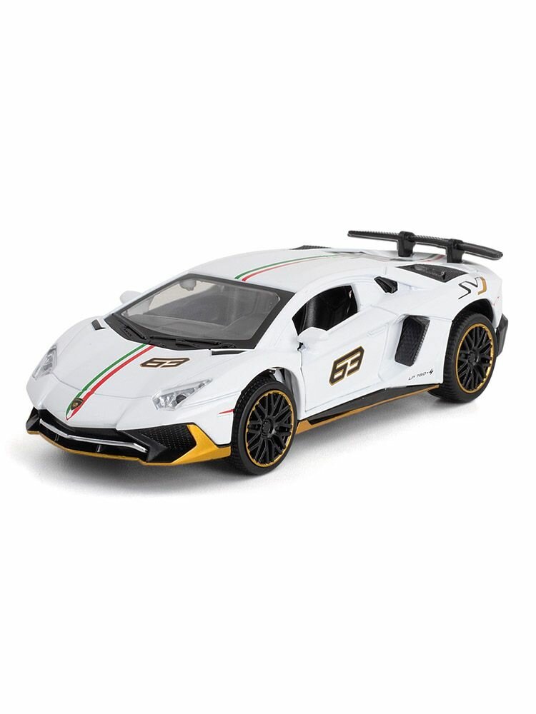 1:32 Масштабная модель Lambor Aventador LP780-4 металлическая инерционная машинка со звуком