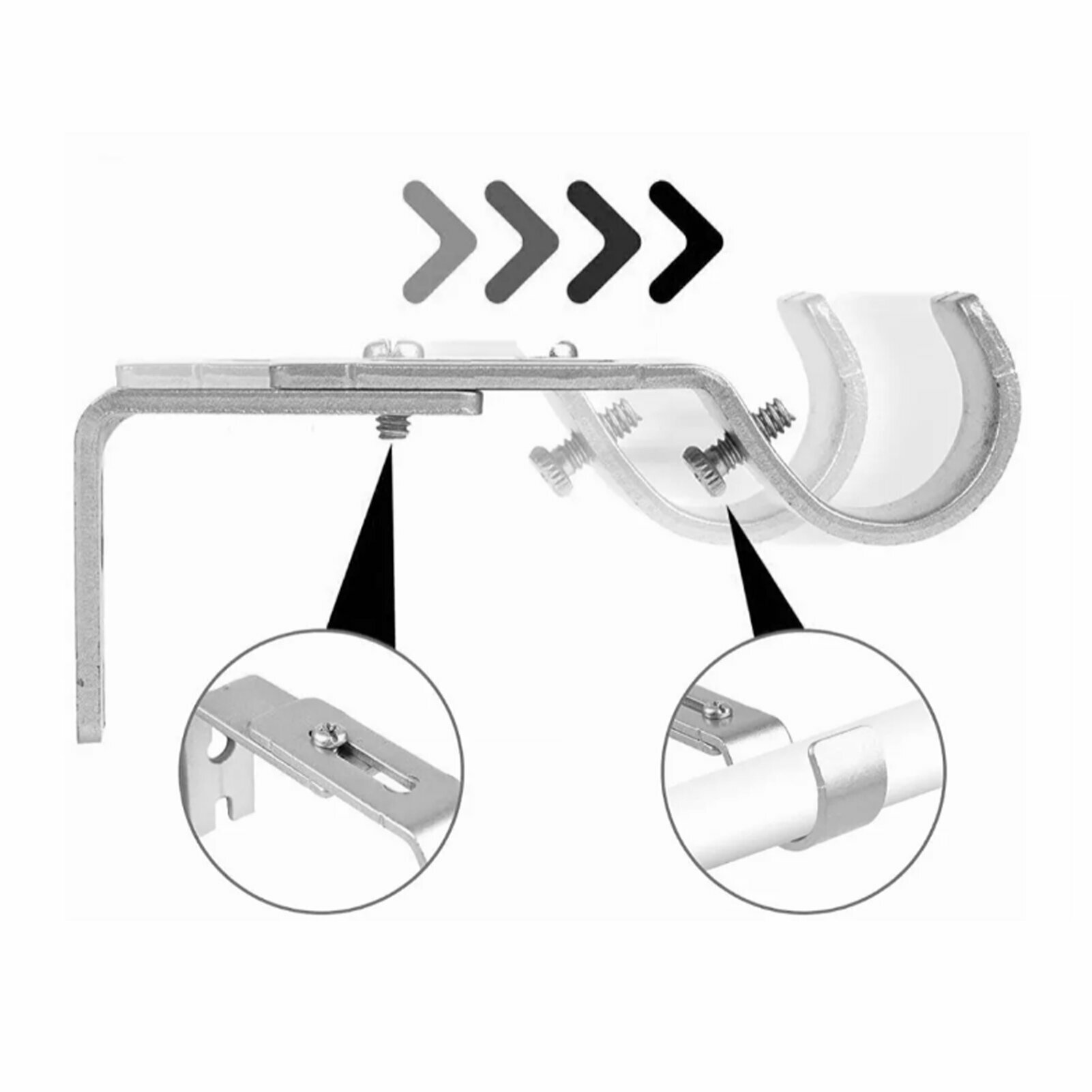 Шт. кронштейны для карнизов, железный регулируемый держатель для карнизов для окон, держатель для настенного крепления, серебро
