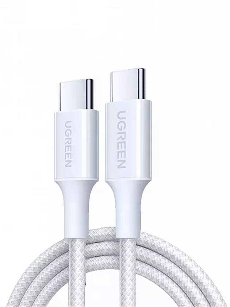 UGREEN Кабель для зарядки UGREEN L501 (35219) 60W USB-C to USB-C PD Fast Charging Braided Cable 3A Max 2 метра, белый