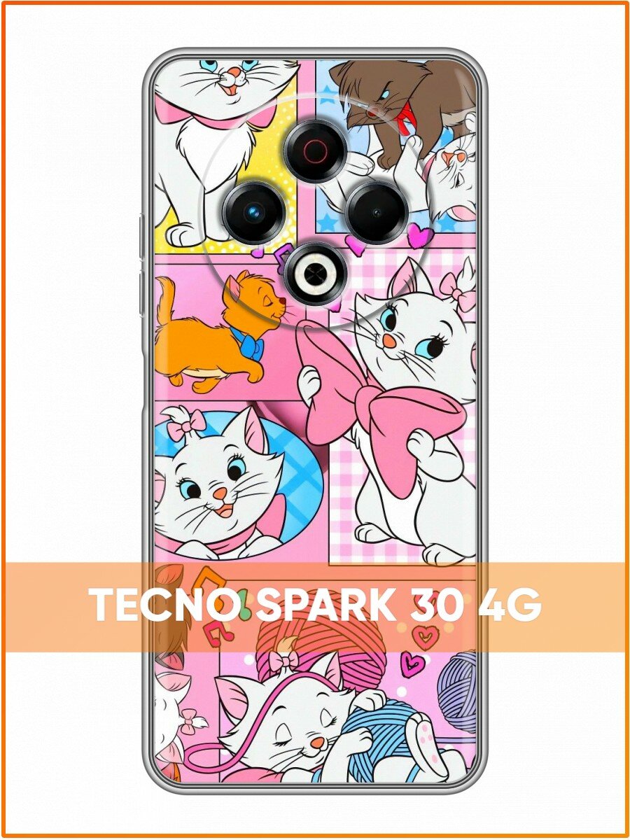 Чехол для Tecno Spark 30 4G с принтом для детей с Котами (Техно Спарк 30 4G)