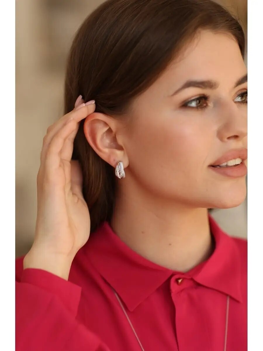 Серьги, серебро, 925 проба, фианит